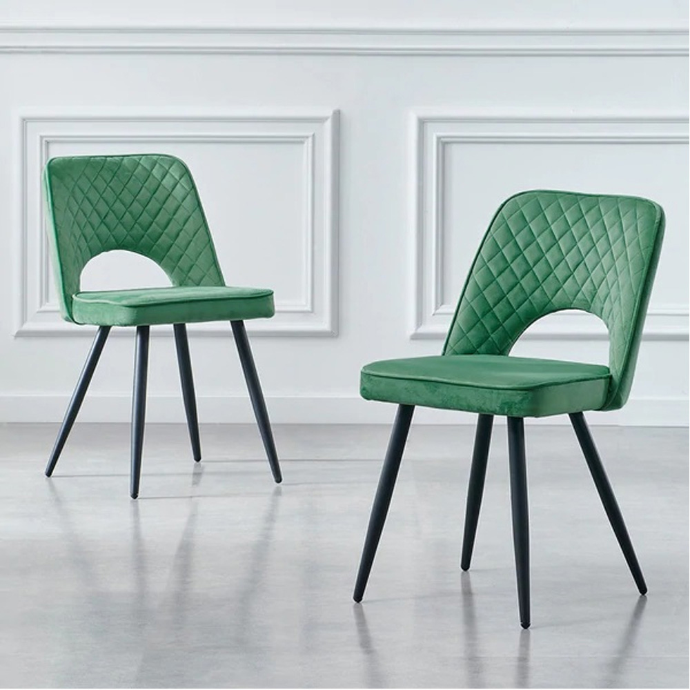 RayGar Dining Chairs Hope Fabric Set of 2 - Green | Free & Fast P&P
