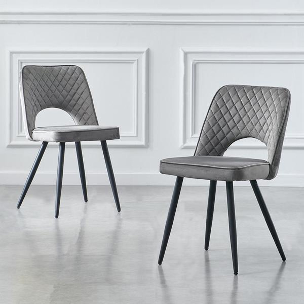 RayGar Dining Chairs Hope Fabric Set of 2 - Dark Grey | Free & Fast P&P