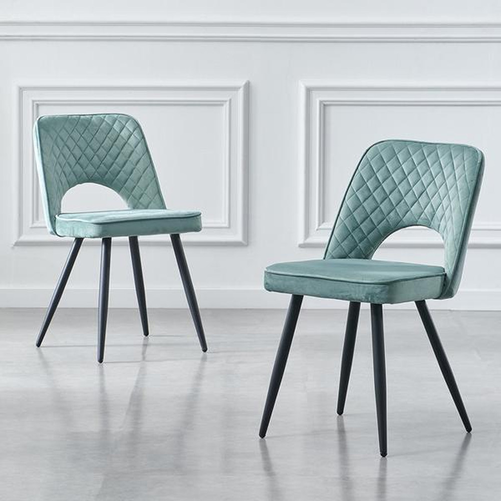 RayGar Dining Chairs Hope Fabric Set of 2 - Teal Blue | Free & Fast P&P