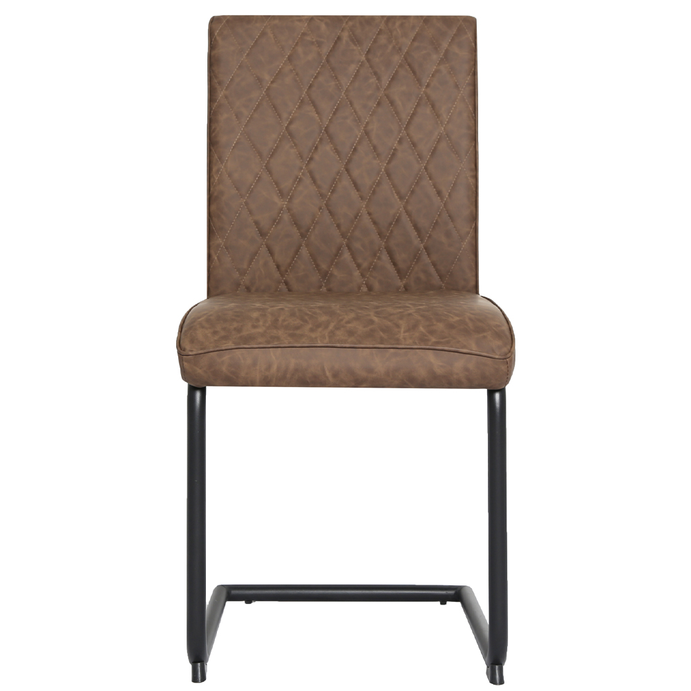 RayGar Nestor Dining Chairs Faux Leather Set of 2 - Brown | Free & Fast P&P