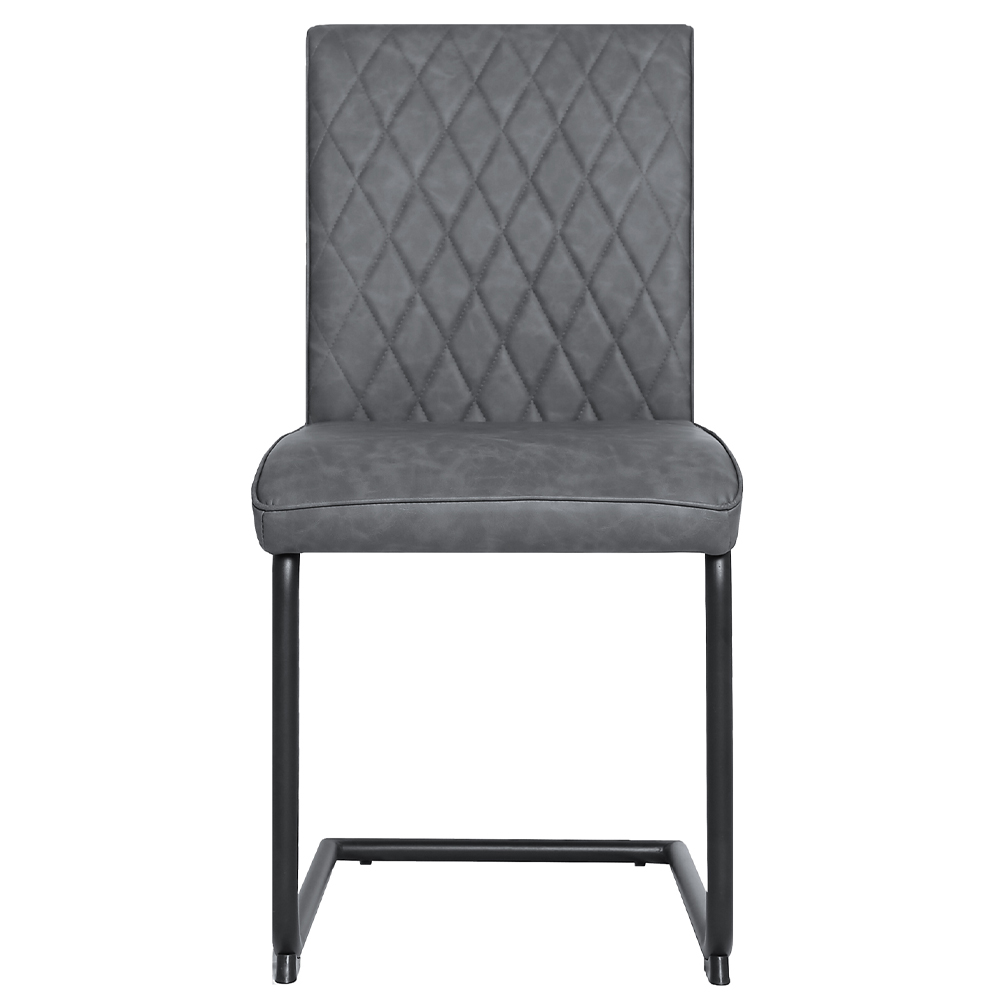RayGar Nestor Dining Chairs Faux Leather Set of 2 - Grey | Free & Fast P&P