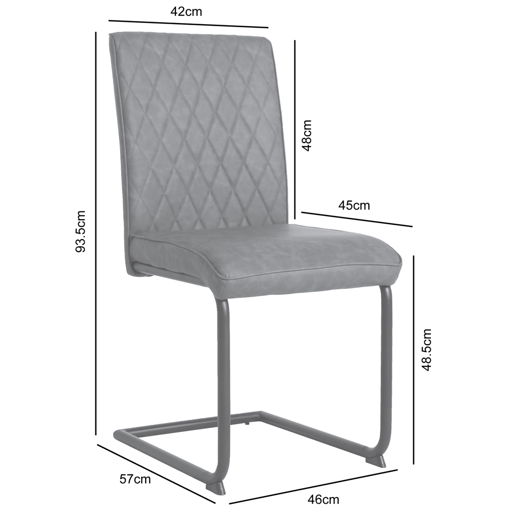 RayGar Nestor Dining Chairs Faux Leather Set of 2 - Grey | Free & Fast P&P