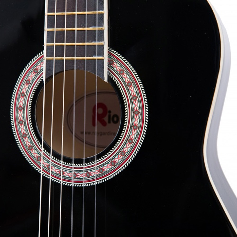 Rio 4/4 size (39") Acoustic Classical Guitar - Black | Free & Fast P&P