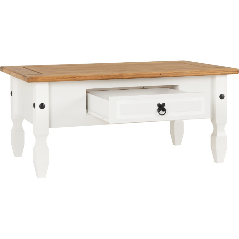 Corona Coffee Table - White & Distressed Waxed Pine | Free & Fast P&P