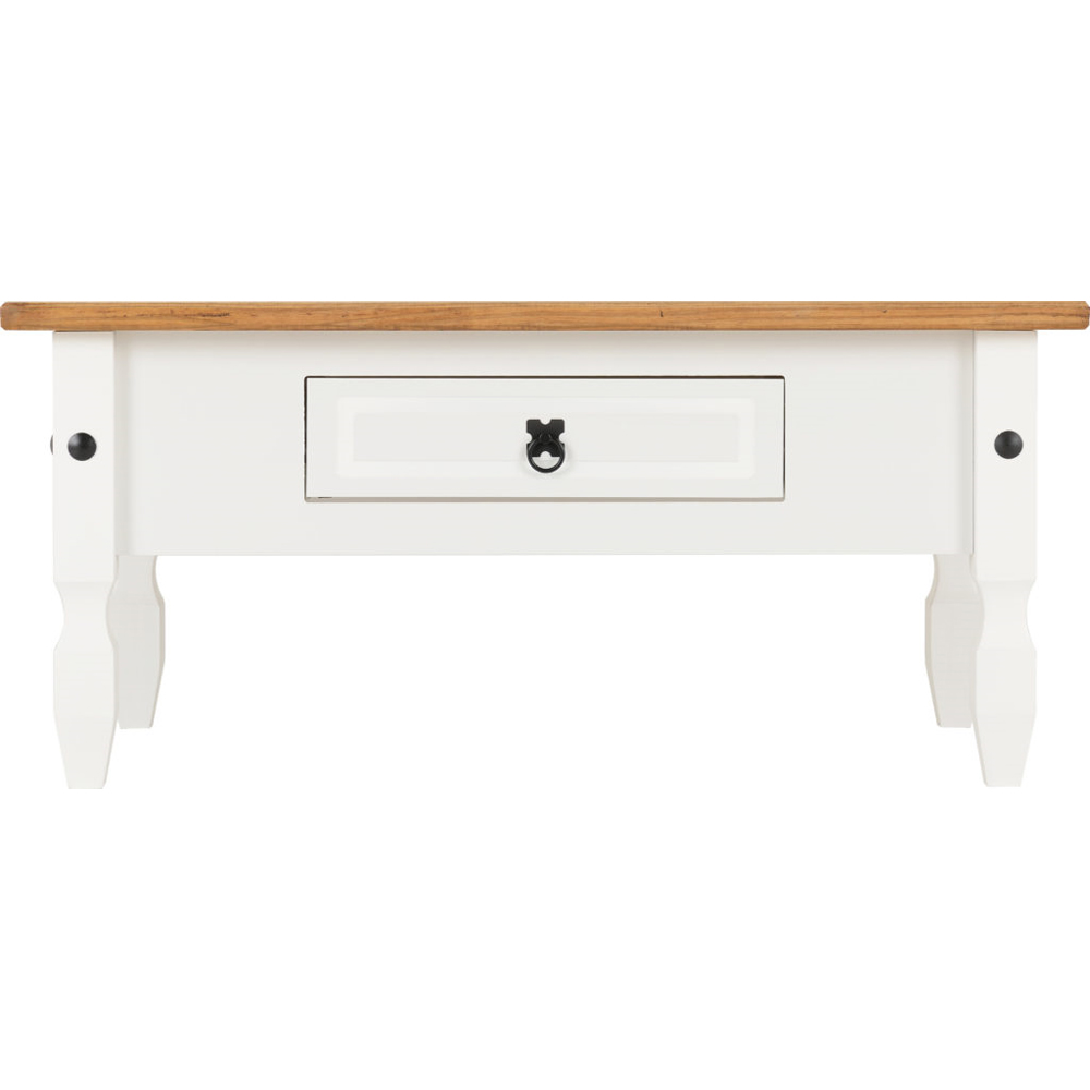 Corona Coffee Table - White & Distressed Waxed Pine | Free & Fast P&P