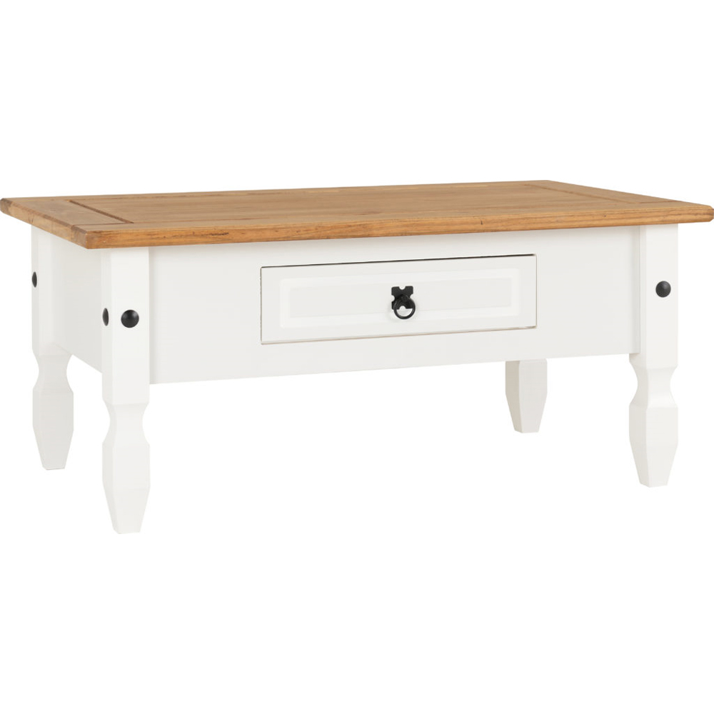 Corona Coffee Table - White & Distressed Waxed Pine | Free & Fast P&P