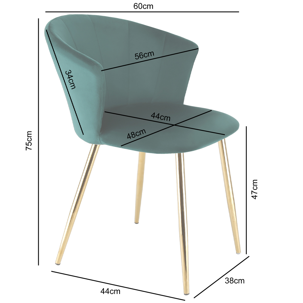 RayGar Ella Dining Chair in Velvet Fabric - Green | Free & Fast P&P