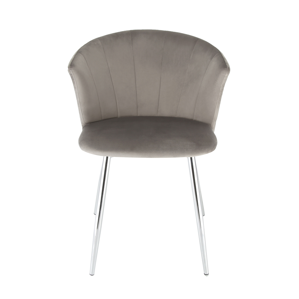 RayGar Ella Dining Chair in Velvet - Grey w/ Silver Legs | Free & Fast P&P