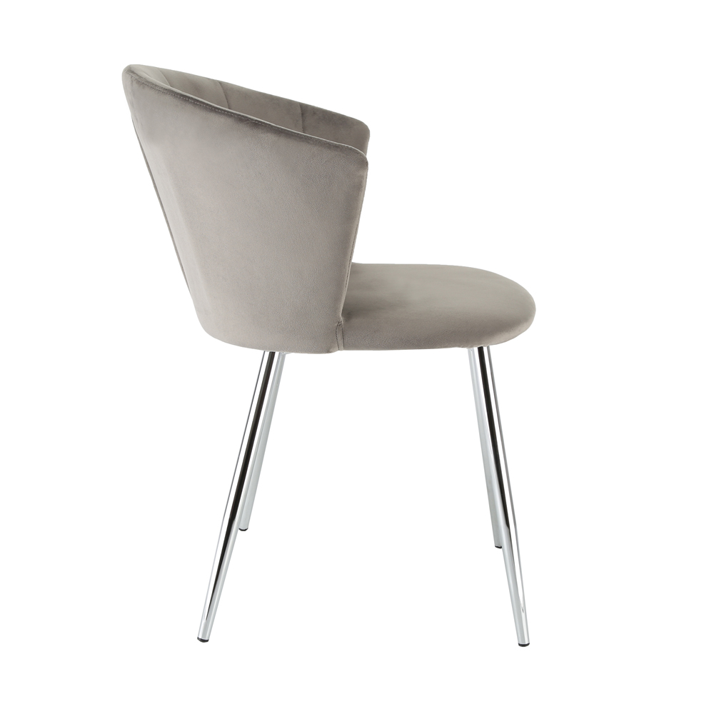 RayGar Ella Dining Chair in Velvet - Grey w/ Silver Legs | Free & Fast P&P
