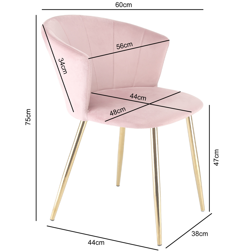 RayGar Ella Dining Chair in Velvet - Pink | Free & Fast P&P