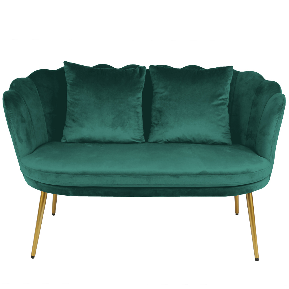 Genesis Flora 2 Seater Sofa with Petal Back Scallop in Velvet - Green ...