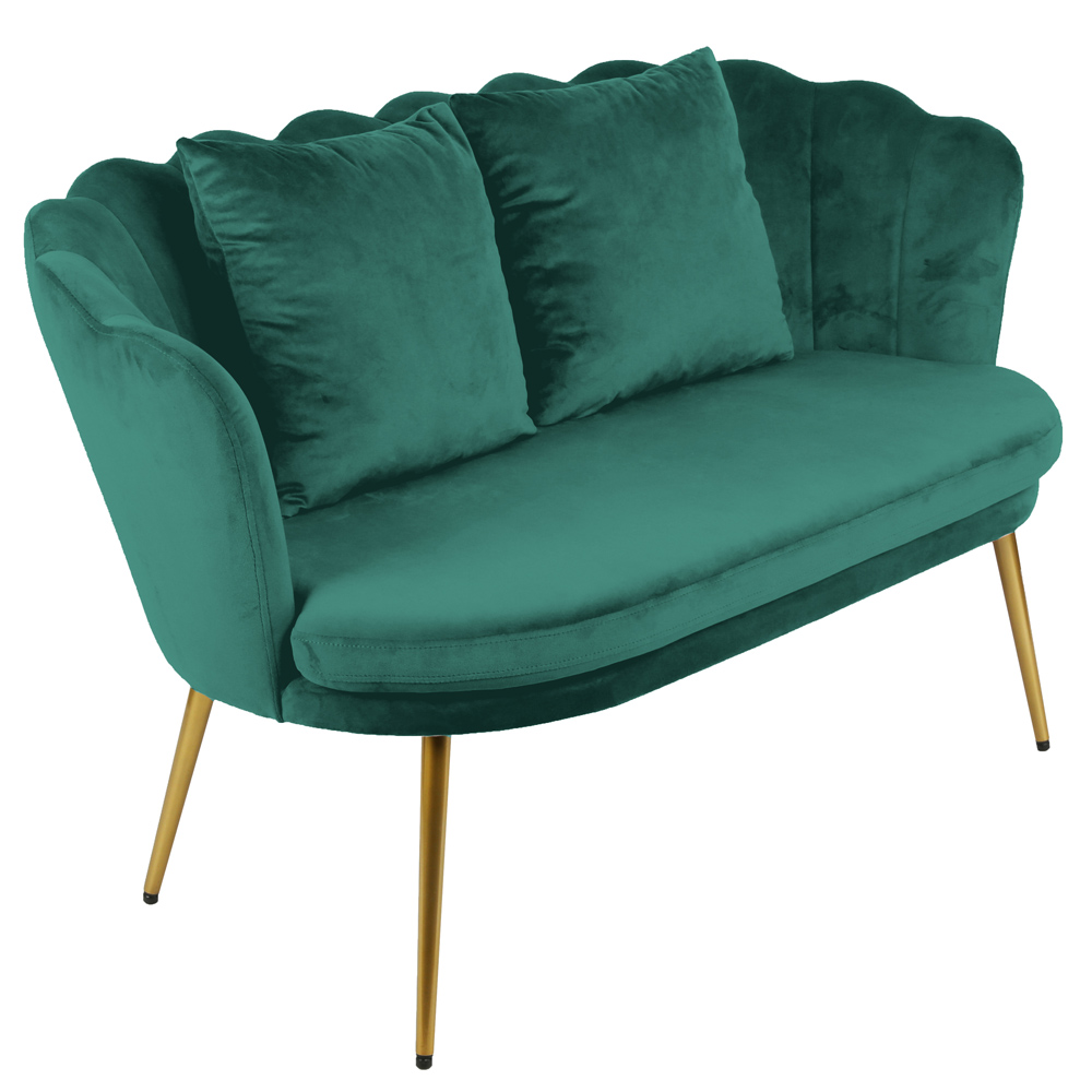 Genesis Flora 2 Seater Sofa with Petal Back Scallop in Velvet - Green ...