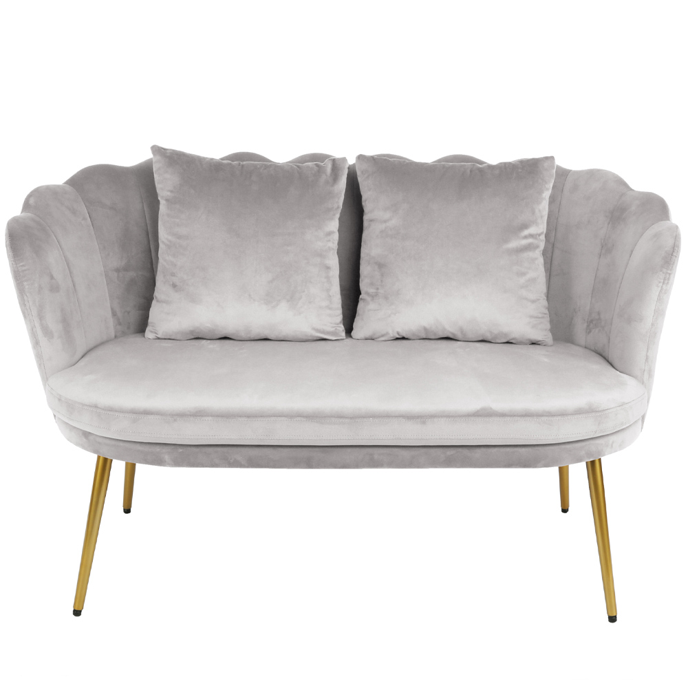 Genesis Flora 2 Seater Sofa with Petal Back Scallop in Velvet - Silver ...