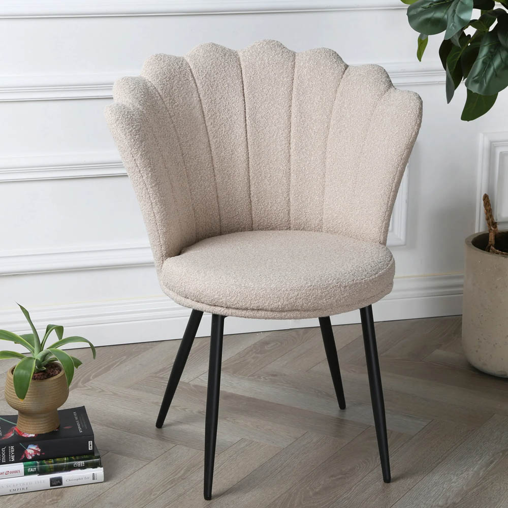 Genesis Freya Accent Chair with Petal Back Scallop Chair in Boucle ...