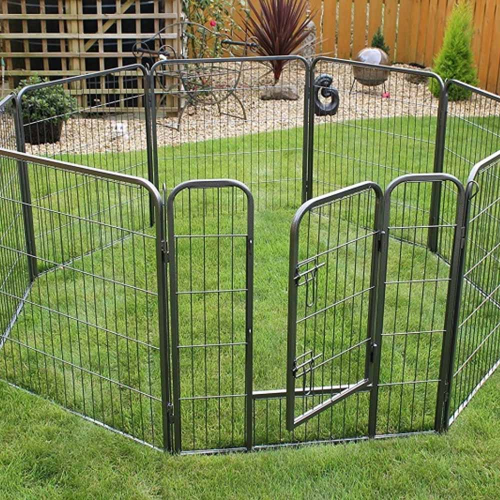 RayGar Heavy Duty 8 Panel Pet Dog Play Pen Run Enclosure - Medium ...