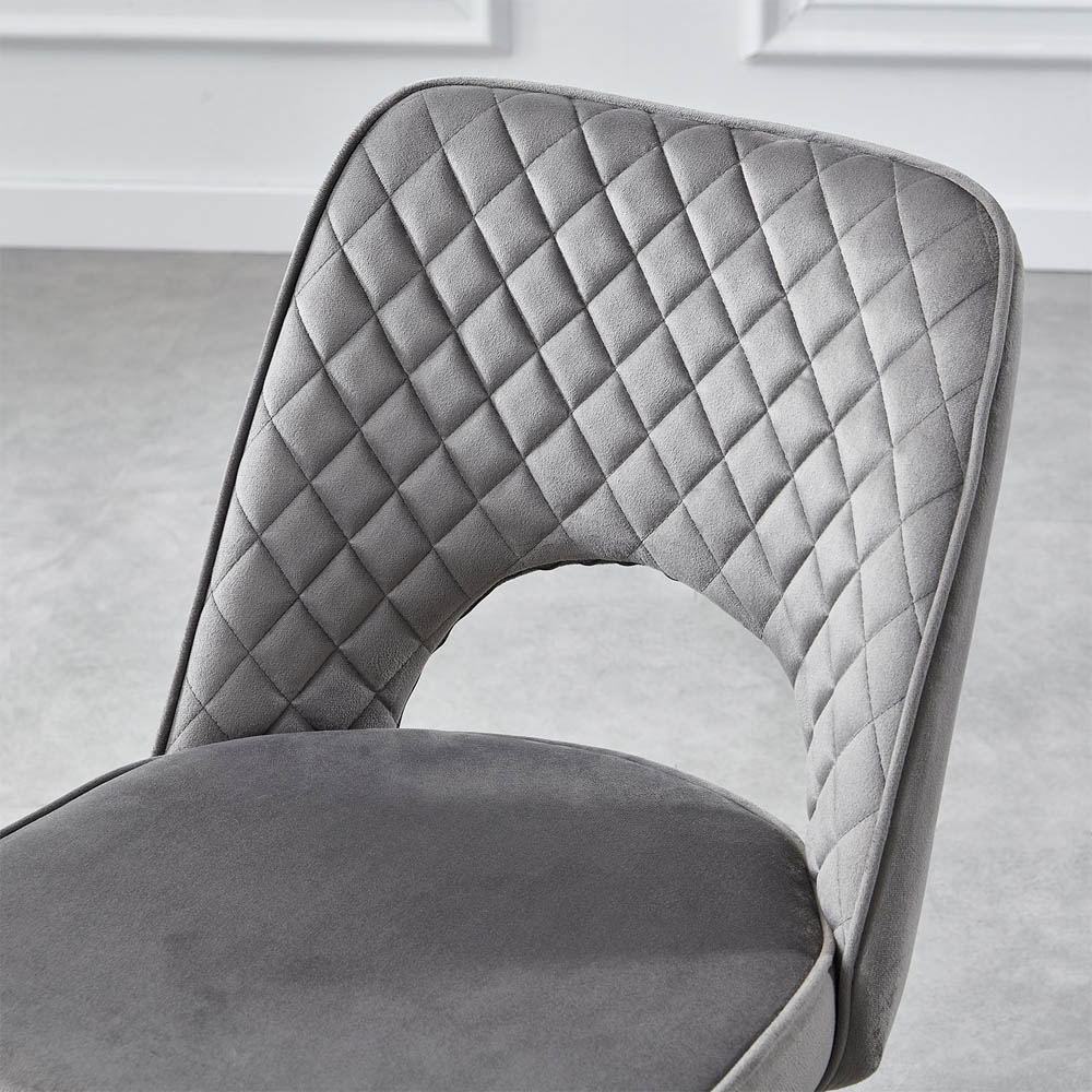 RayGar Dining Chair Hope Velvet Fabric - Dark Grey | Free & Fast P&P