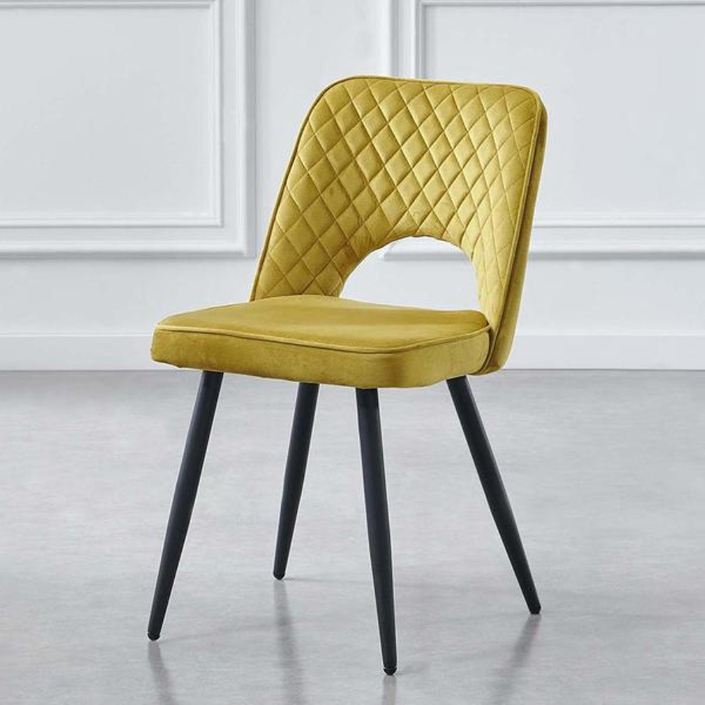 RayGar Dining Chair Hope Velvet Fabric - Ochre Yellow | Free & Fast P&P