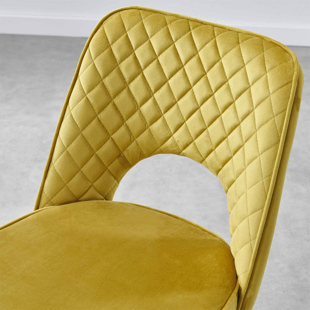 RayGar Dining Chair Hope Velvet Fabric - Ochre Yellow | Free & Fast P&P