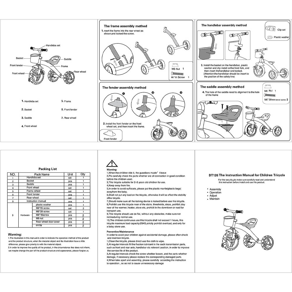 Kiddo Kids Trike 3 Wheel Childrens Ride On Tricycle - Red | Free & Fast P&P