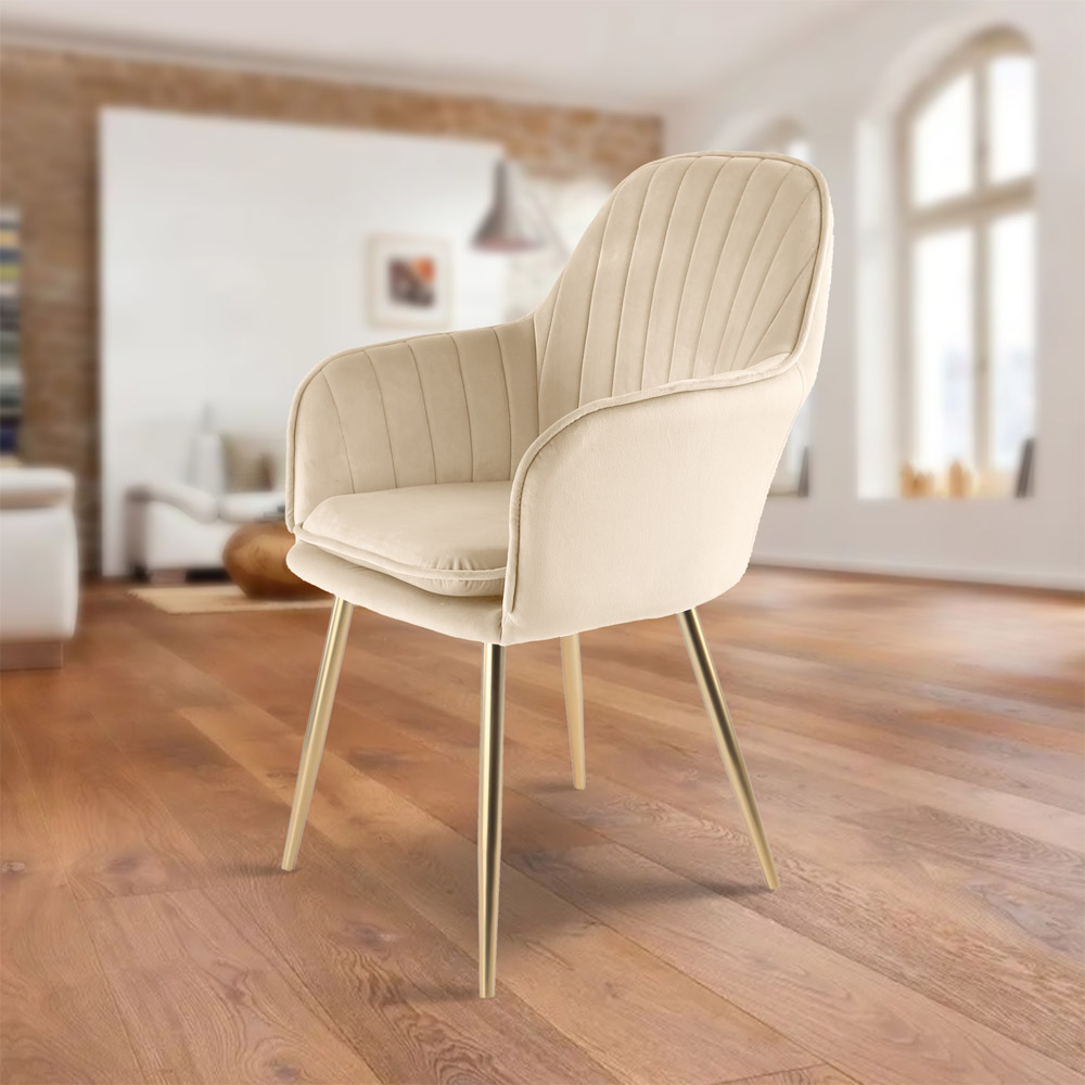 Genesis Muse Chair in Velvet Fabric - Champagne | Free & Fast P&P