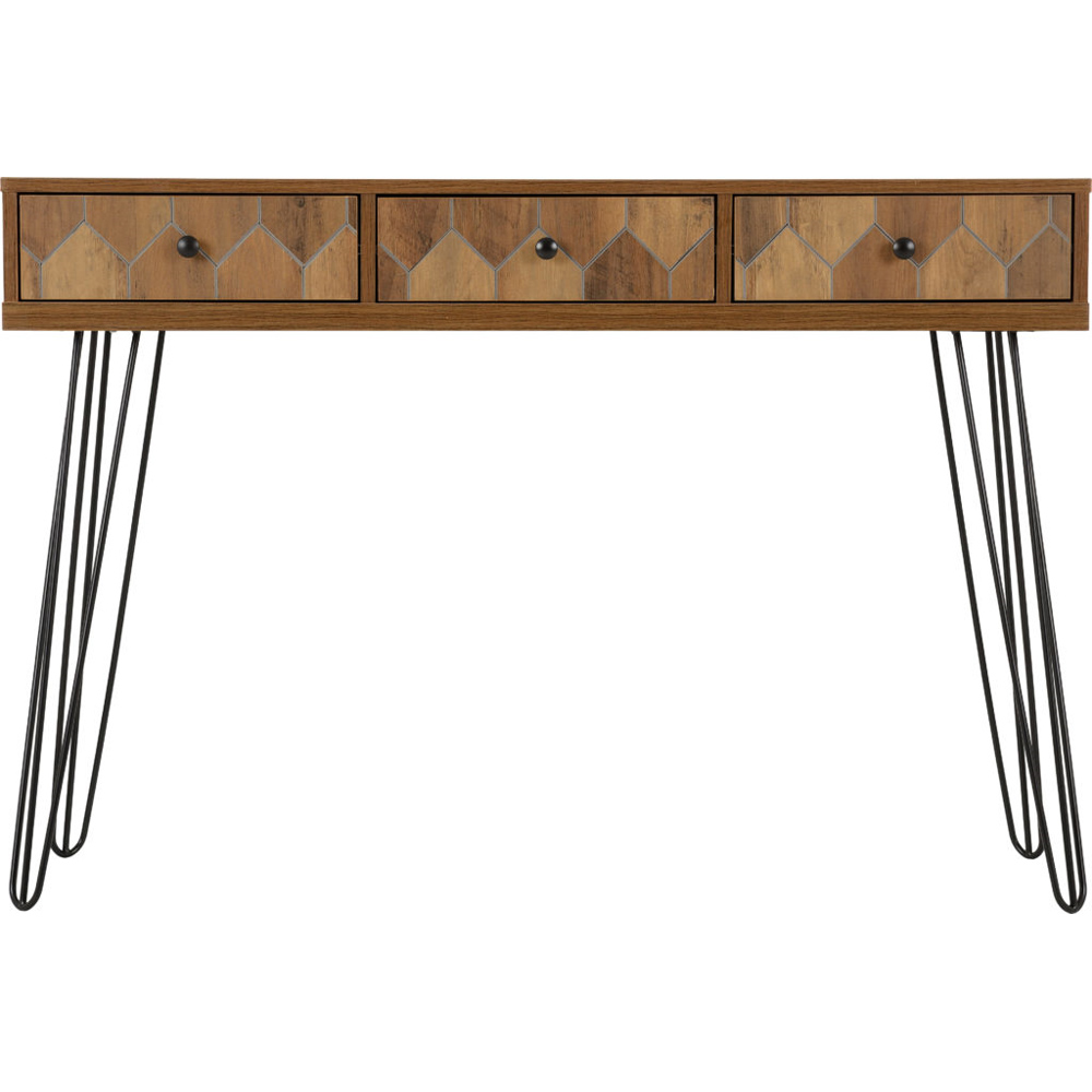 Ottawa 3 Drawer Console Table - Oak/Black | Free & Fast P&P