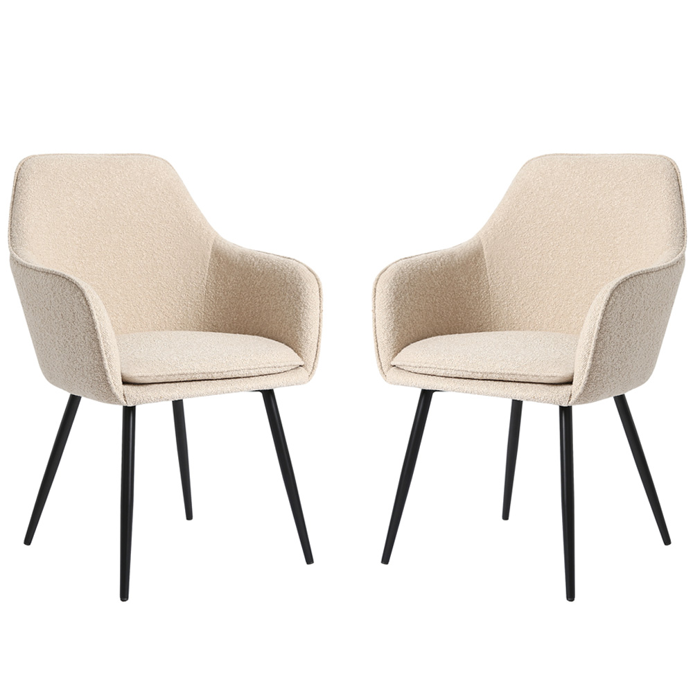 Genesis Muse Chair in Boucle Fabric x 2 - Cream | Free & Fast P&P
