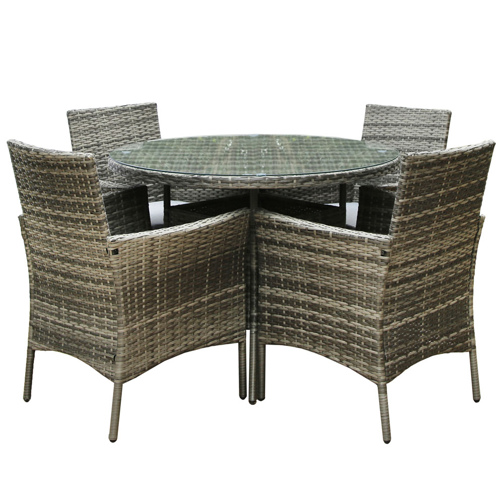 Valencia Deluxe Rattan 4 Seater Bistro Set with Round Table - Grey ...