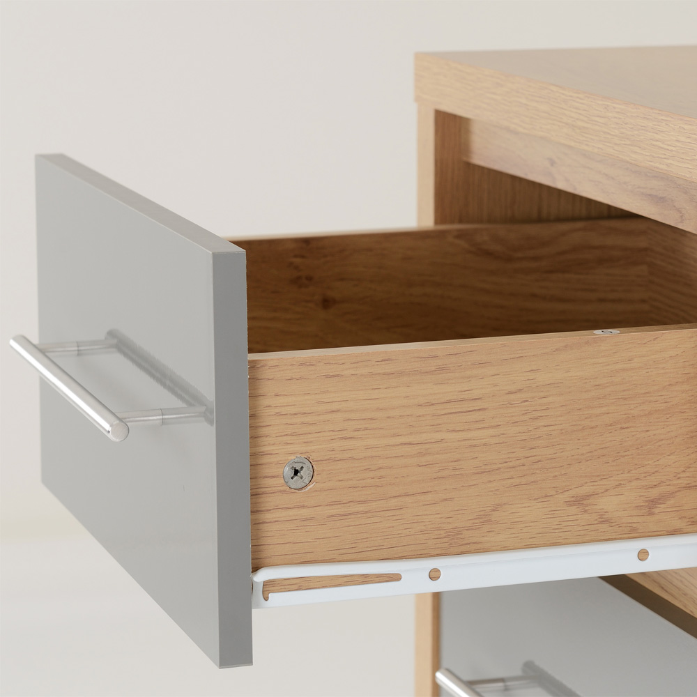Seville 5 Drawer Narrow Chest - Grey/Oak | Free & Fast P&P