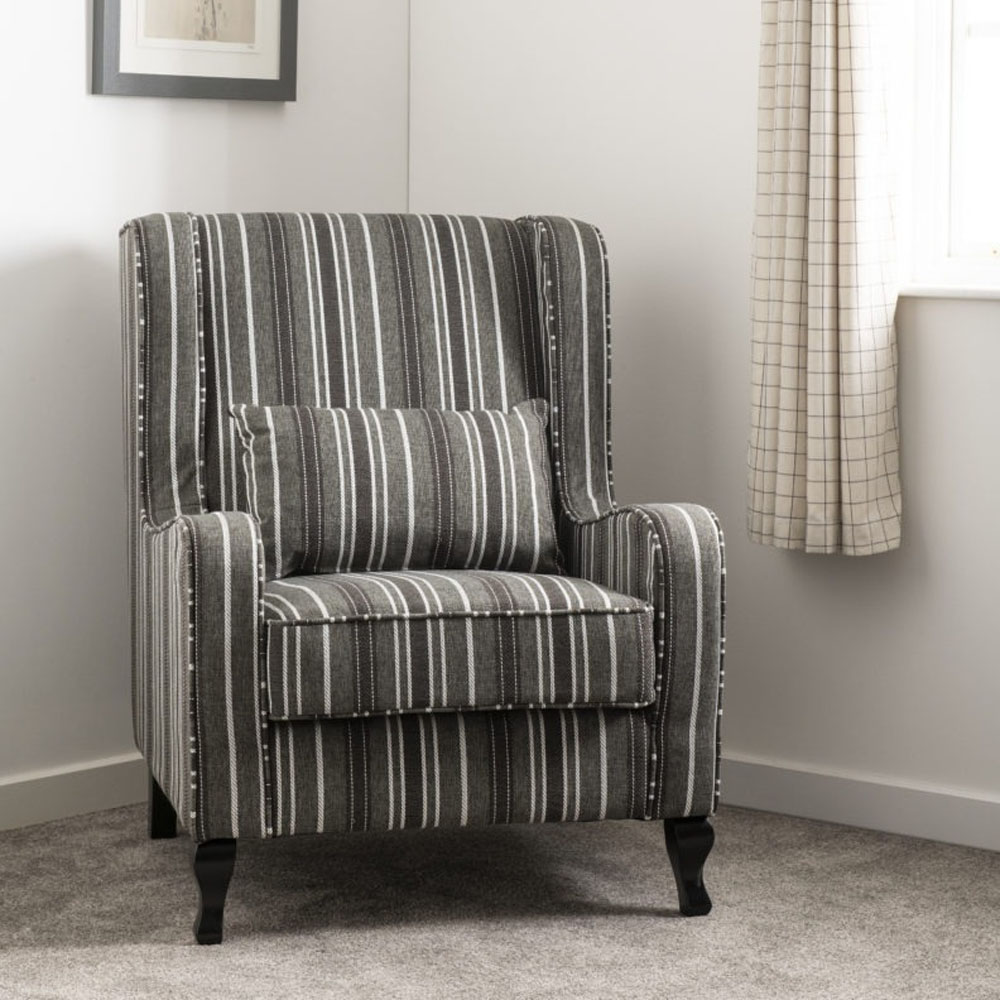 Sherborne Fireside Chair - Grey Stripe | Free & Fast P&P