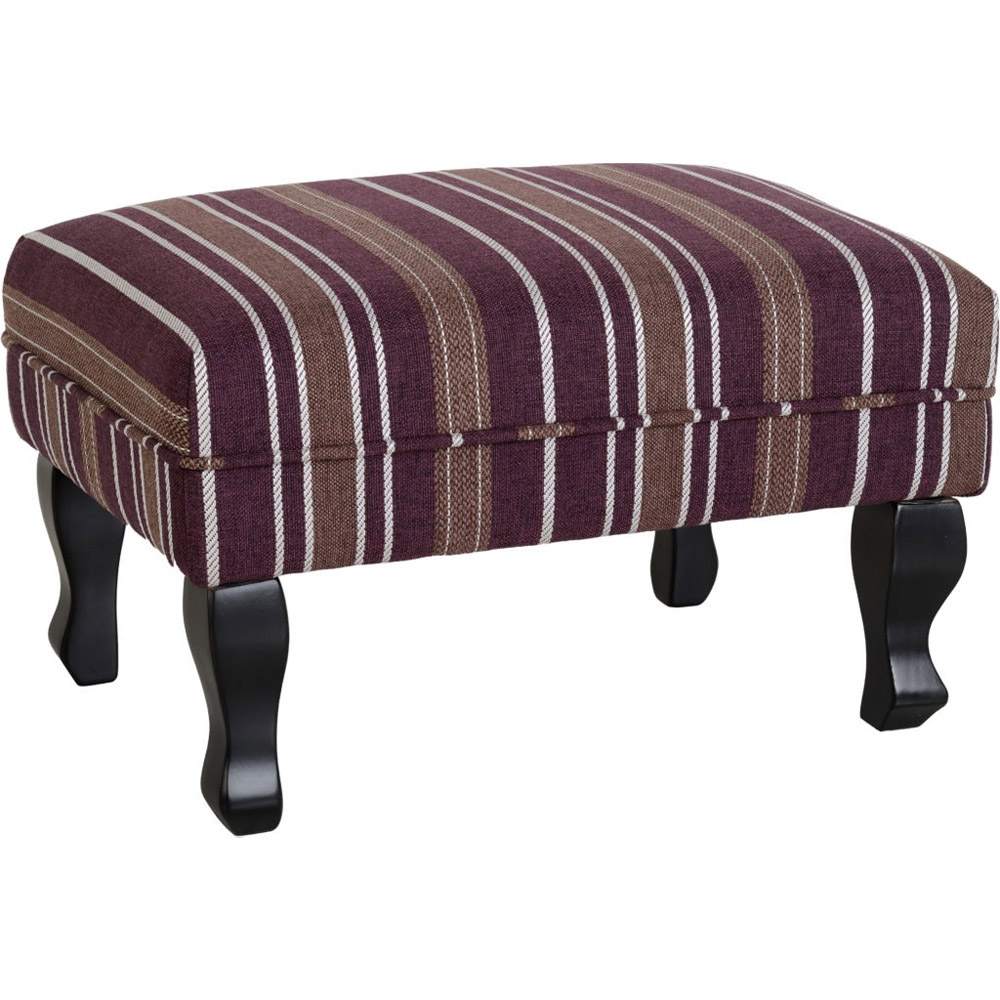 Sherborne Footstool - Burgundy Stripe | Free & Fast P&P