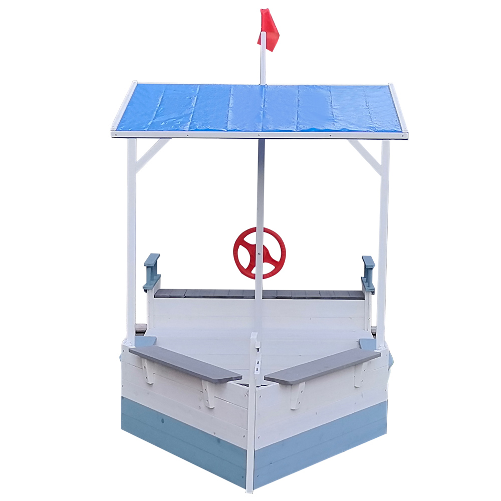 Kiddo Skipper Wooden Ship Sandpit Outdoor Sandbox Playset for Kids ...